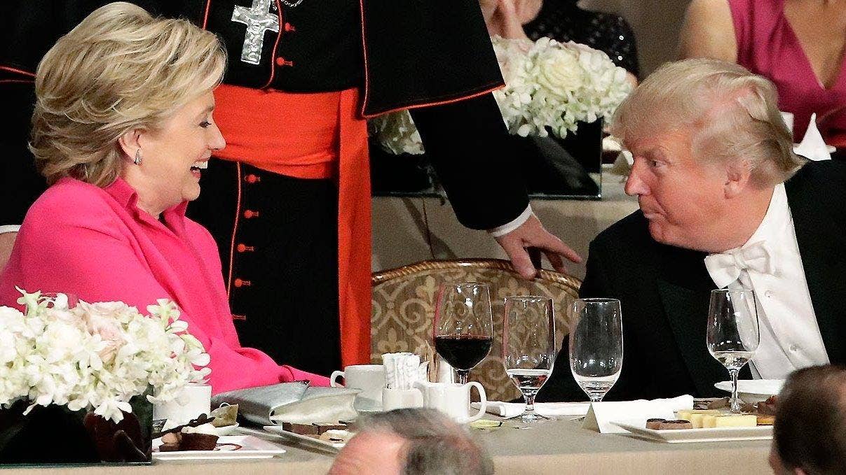 Trump jeered over Clinton slams at charity dinner, as candidates get ... Trump jeered over Clinton slams at charity dinner, as candidates get ...
