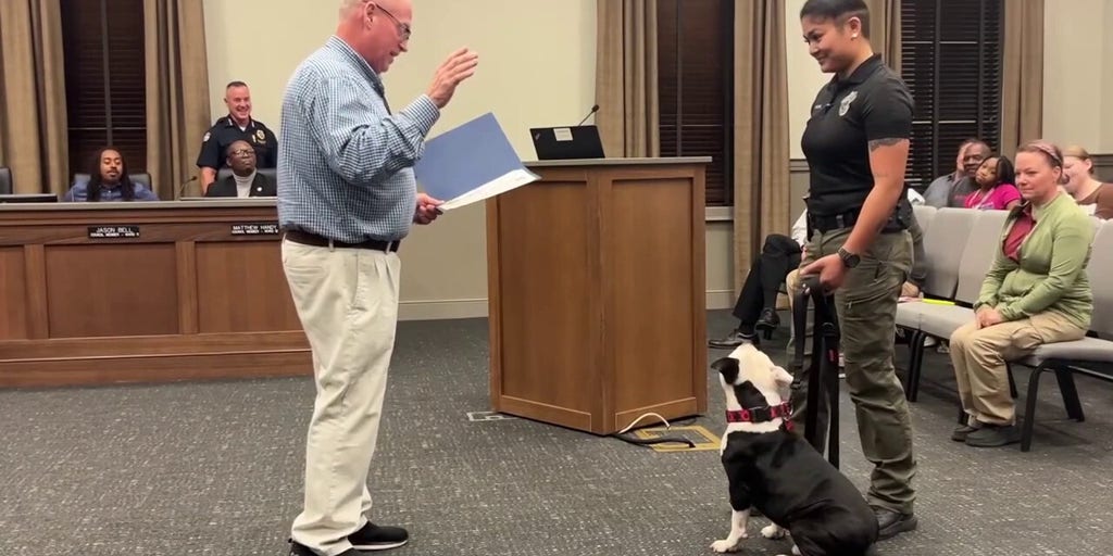 Police department swears in rescue dog during official ceremony | Fox ...