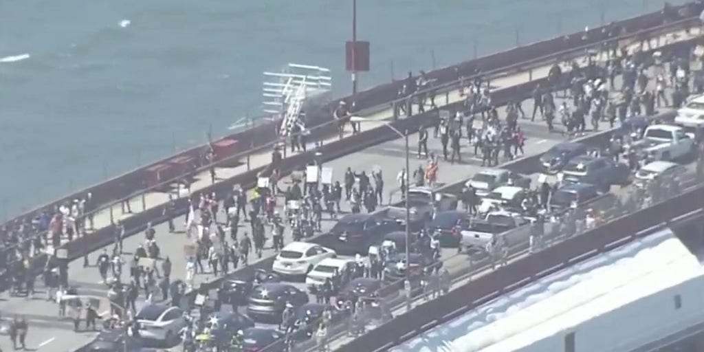 Hundreds march across Golden Gate Bridge in San Francisco protest | Fox ...