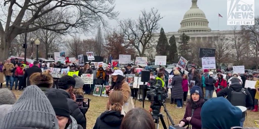 Activists gather outside the U.S. Capitol to protest the sweep of USAID ...