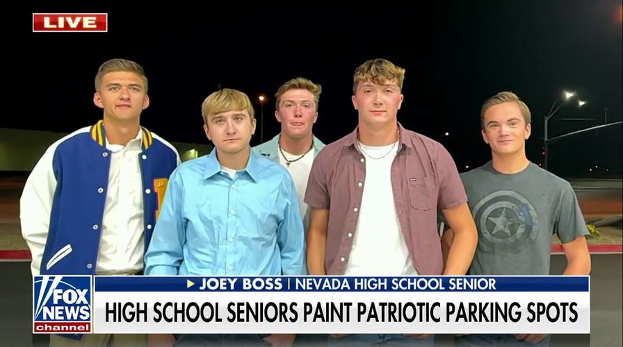 Nevada high school seniors paint American flag parking spaces | Fox News Nevada high school seniors paint American flag parking spaces | Fox News