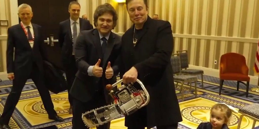 Argentina's Javier Milei presents Elon Musk with DOGE chainsaw | Fox ...