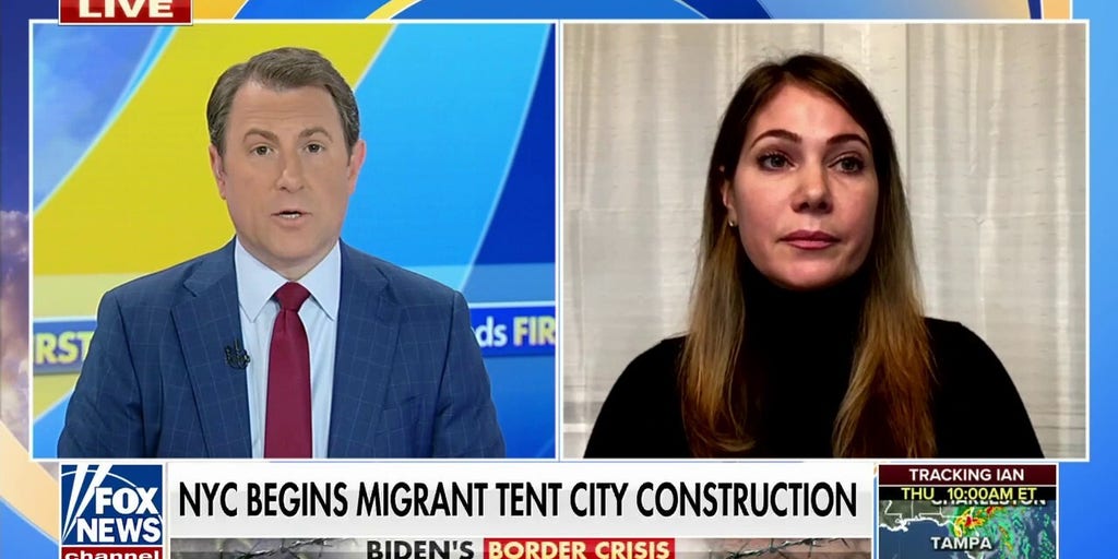 Bronx resident Kristy Marmorato rips migrant tent under construction in ...
