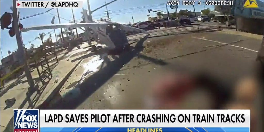 Train slams into plane on tracks in dramatic video | Fox News Video