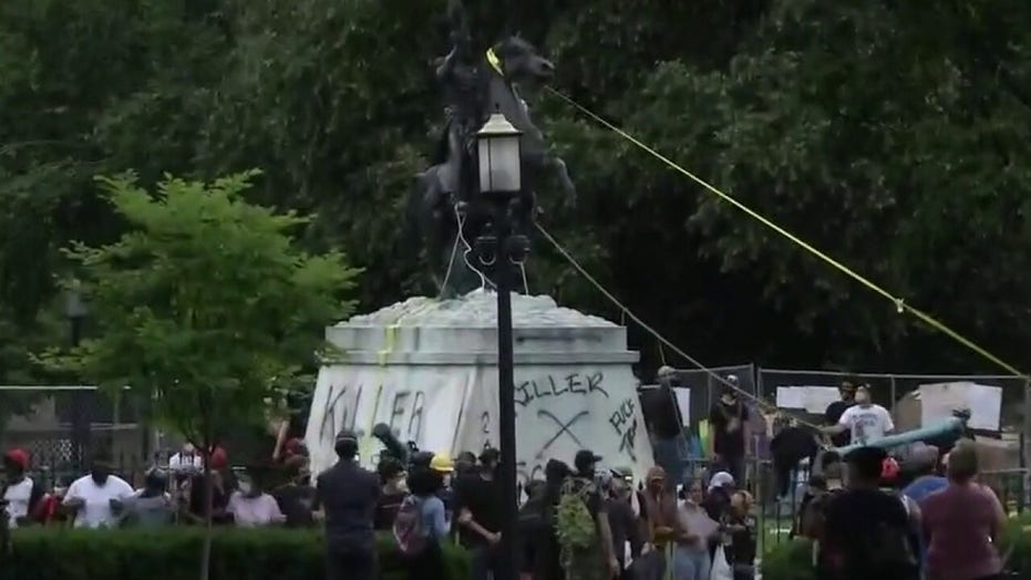 DC protesters try tearing down Andrew Jackson statue at Lafayette Park ...