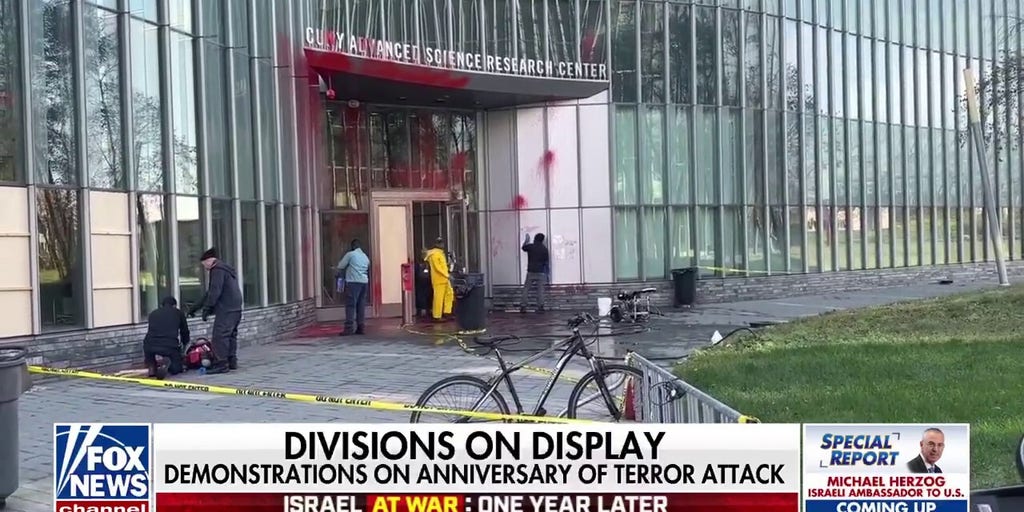 Protesters mark one year since the attack on Israel | Fox News Video