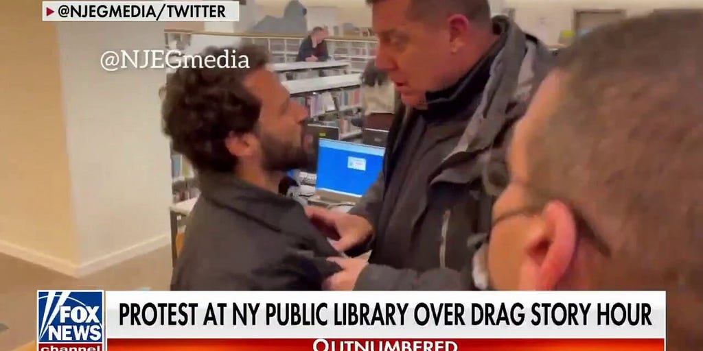 Protest at New York Public Library over drag story hour | Fox News Video