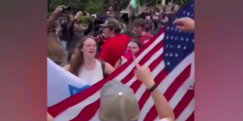 Counter-protesters at LSU chant 'USA' while waving American Flag | Fox ...