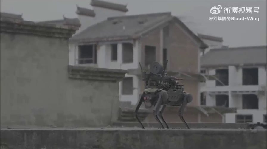 Shocking video shows Chinese robot attack dog with machine gun dropped ... Shocking video shows Chinese robot attack dog with machine gun dropped ...