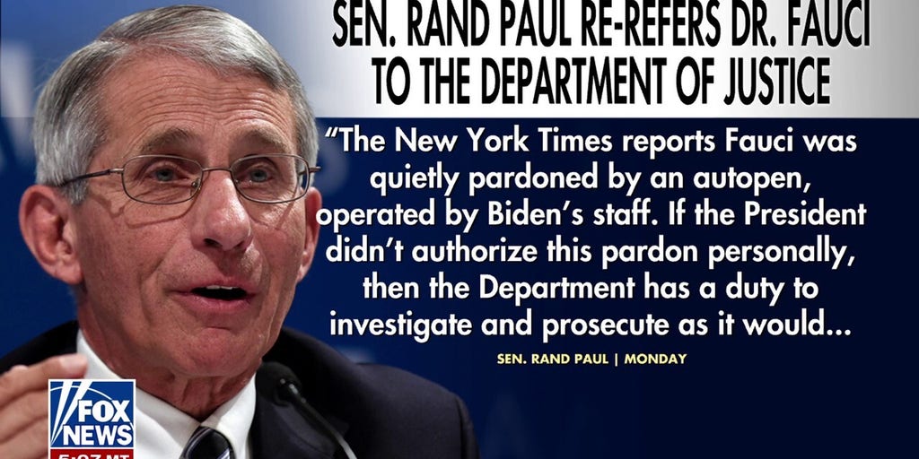Rand Paul refers Dr. Fauci to DOJ again after Biden autopen revelations | Fox News Video