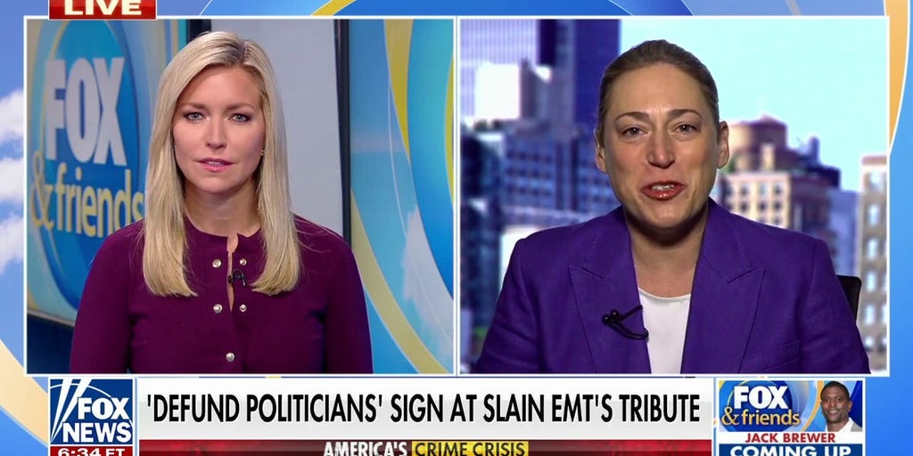 'Defund politicians' sign at slain NYC EMT's tribute | Fox News Video