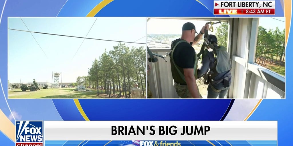Brian Kilmeade does zipline jump at Fort Liberty | Fox News Video