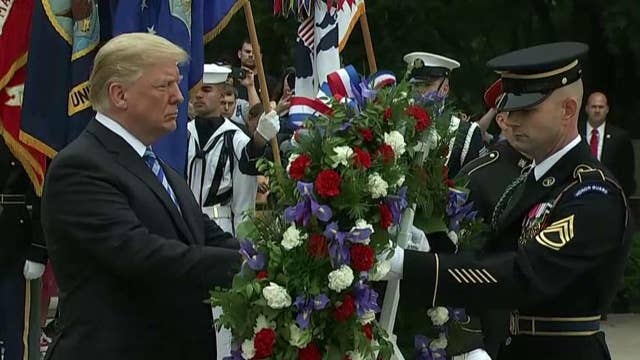 President Trump Lays Wreath At Tomb Of The Unknown Soldier On Air