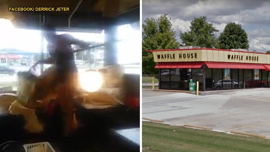 Man falls through Waffle House ceiling, shoves patron in chaotic scene ...