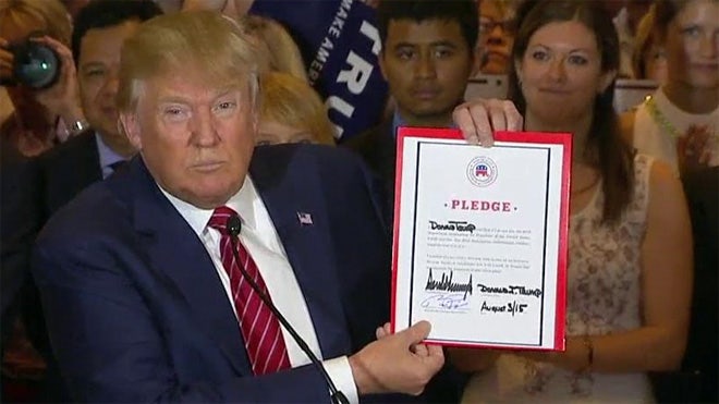 Trump Agrees to Sign GOP Loyalty Pledge Ruling Out Third-Party Run ...