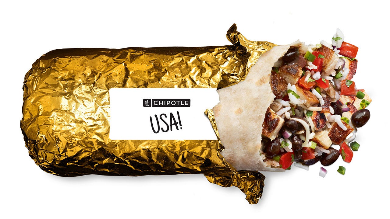 Chipotle celebrates American Olympic athletes with gold foil burritos ...