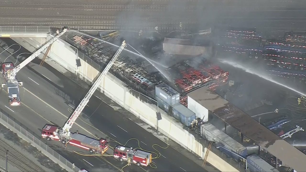 Los Angeles fire engulfs shipping containers near bottlenecked port ...
