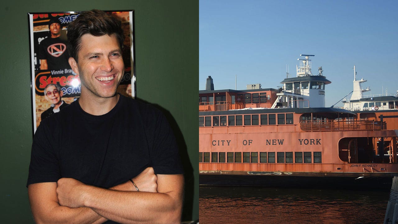 Colin Jost takes ride on Staten Island ferry he purchased with Pete ...