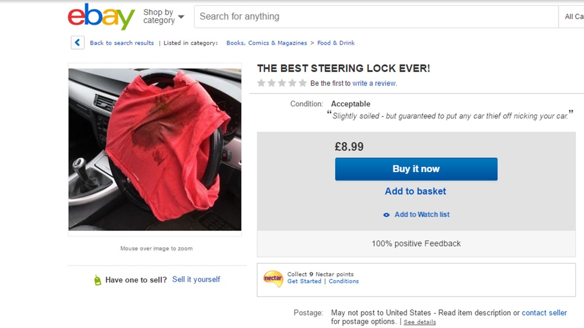 This is alarming Man starts selling dirty underwear on Ebay as car security system Fox News