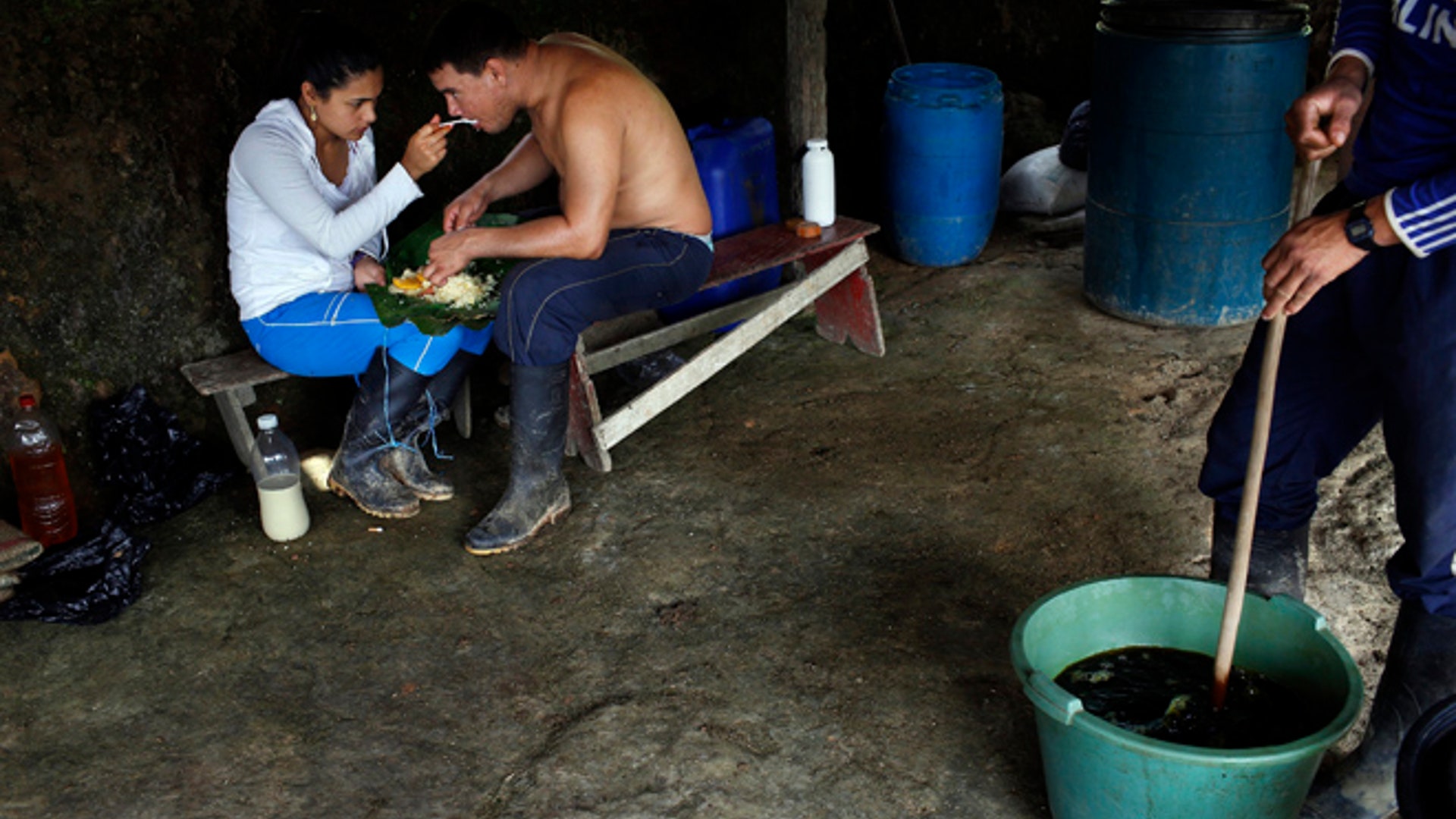 A look at coca paste production at small lab in mountains of Colombia ...