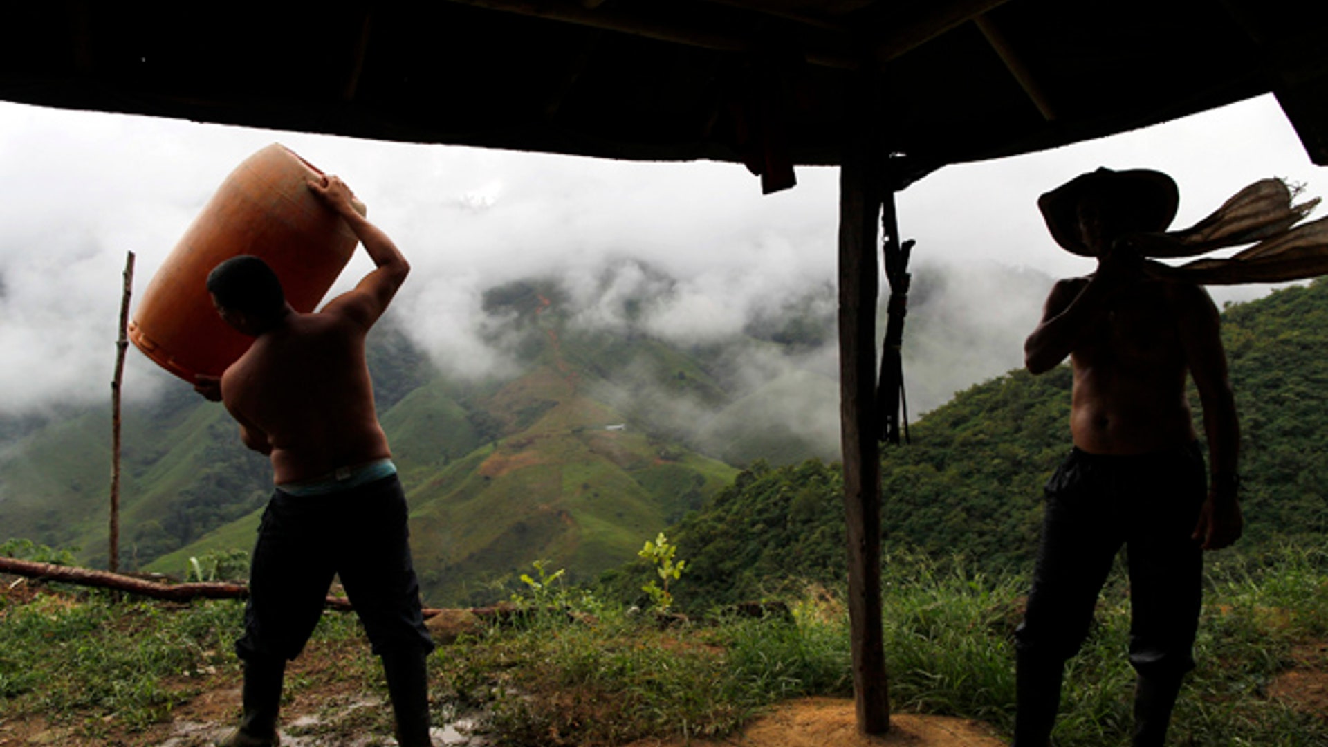 A look at coca paste production at small lab in mountains of Colombia ...