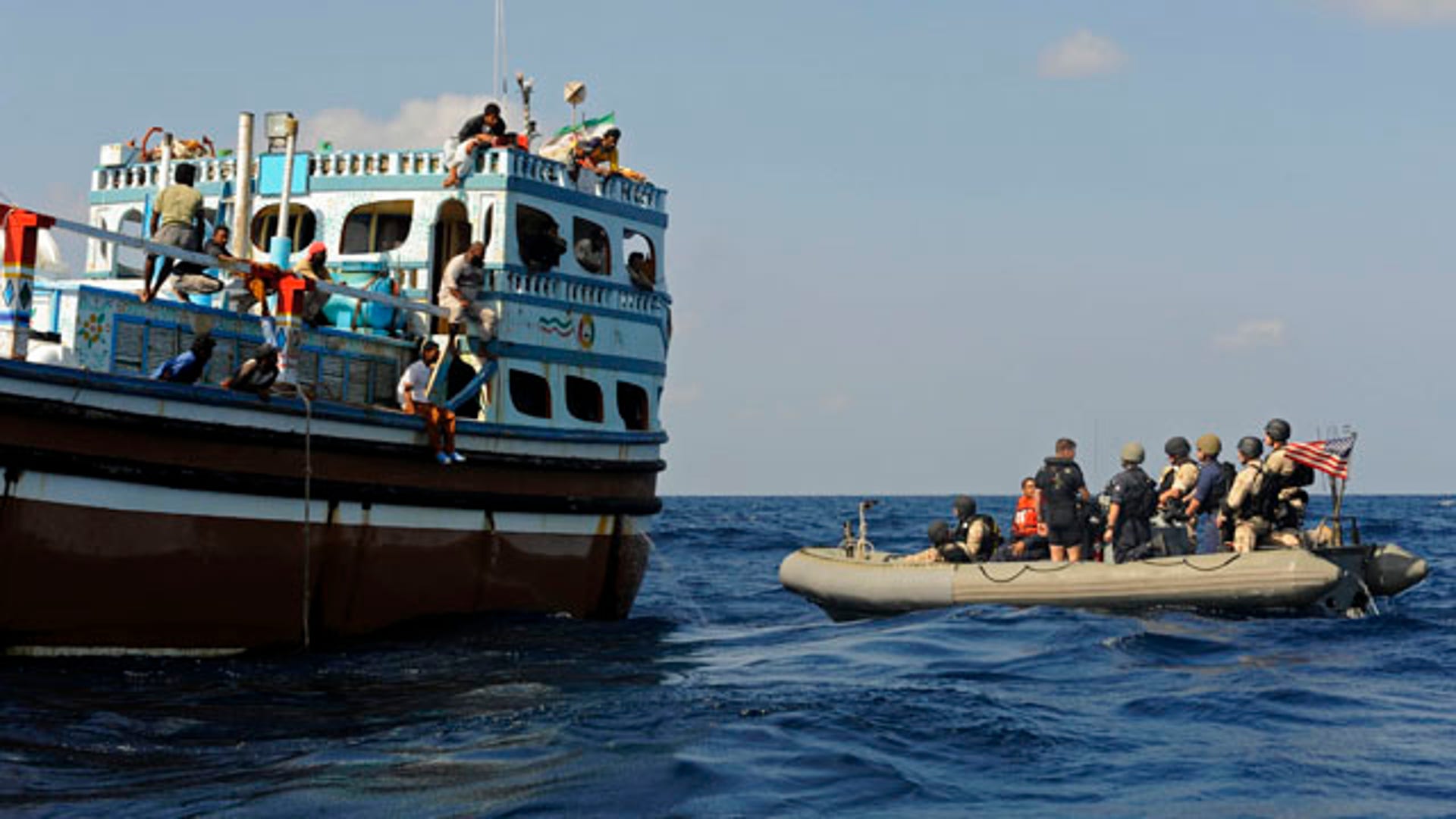 Navy ship aids sinking Iranian fishing dhow | Fox News