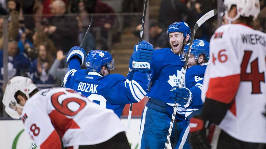 Brewer Scores Winner In Ot Bozak Has Hat Trick In 3rd Period As Maple
