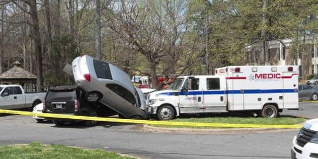 Man Steals Ambulance Rams Into Several Vehicles In North Carolina Parking Lot Stunning Video 6478