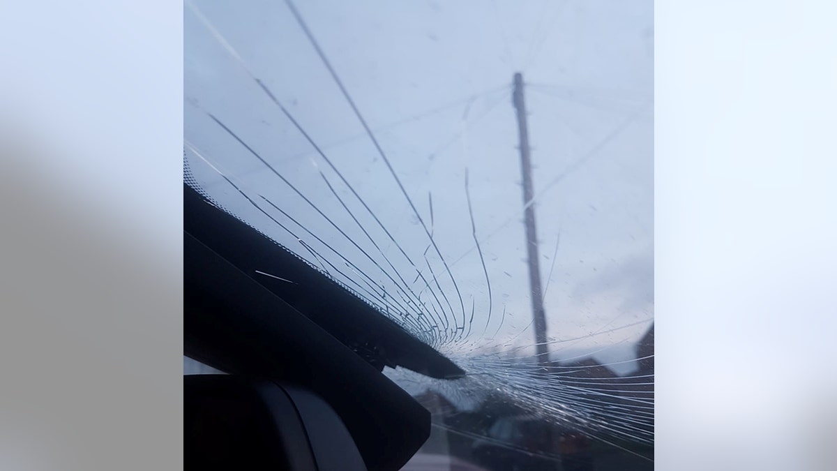 Ice sheet flies off truck and slams into car in dashcam video | Fox News