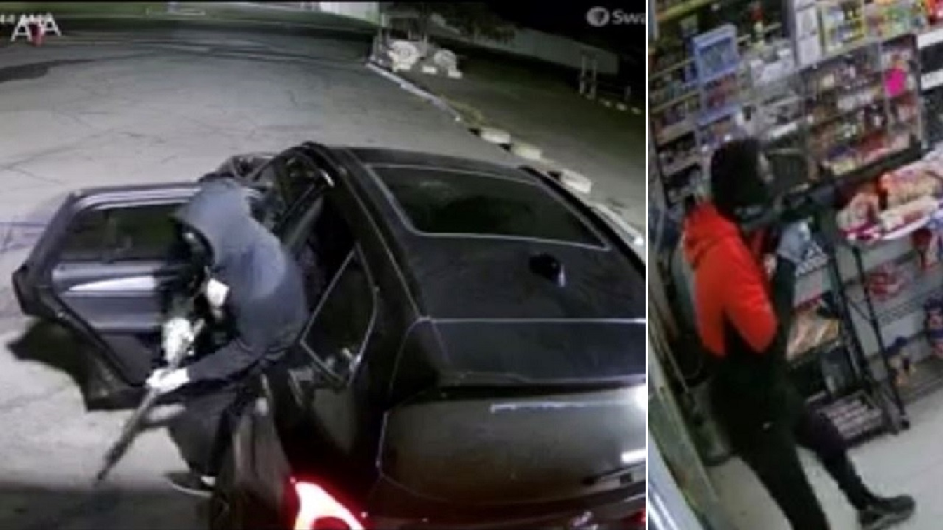 Dramatic Moment California Liquor Store Owner Blasts Rifle Toting