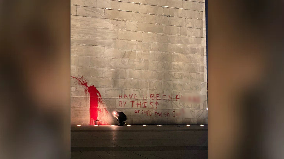 Washington Monument vandalized with vulgar message; suspect in custody ... Washington Monument vandalized with vulgar message; suspect in custody ...