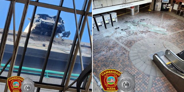 Photos show car dangling over the edge of Alewife MBTA parking garage ...
