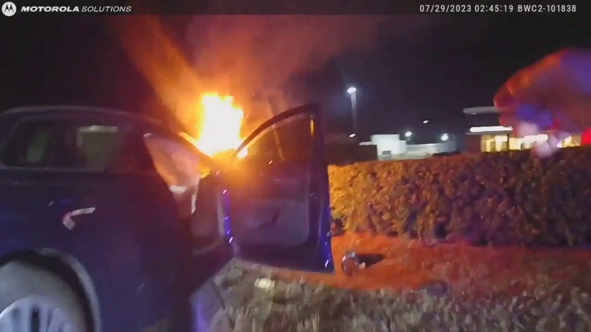 Texas Police Pull Unconscious Man From Burning Car In Heroic Rescue