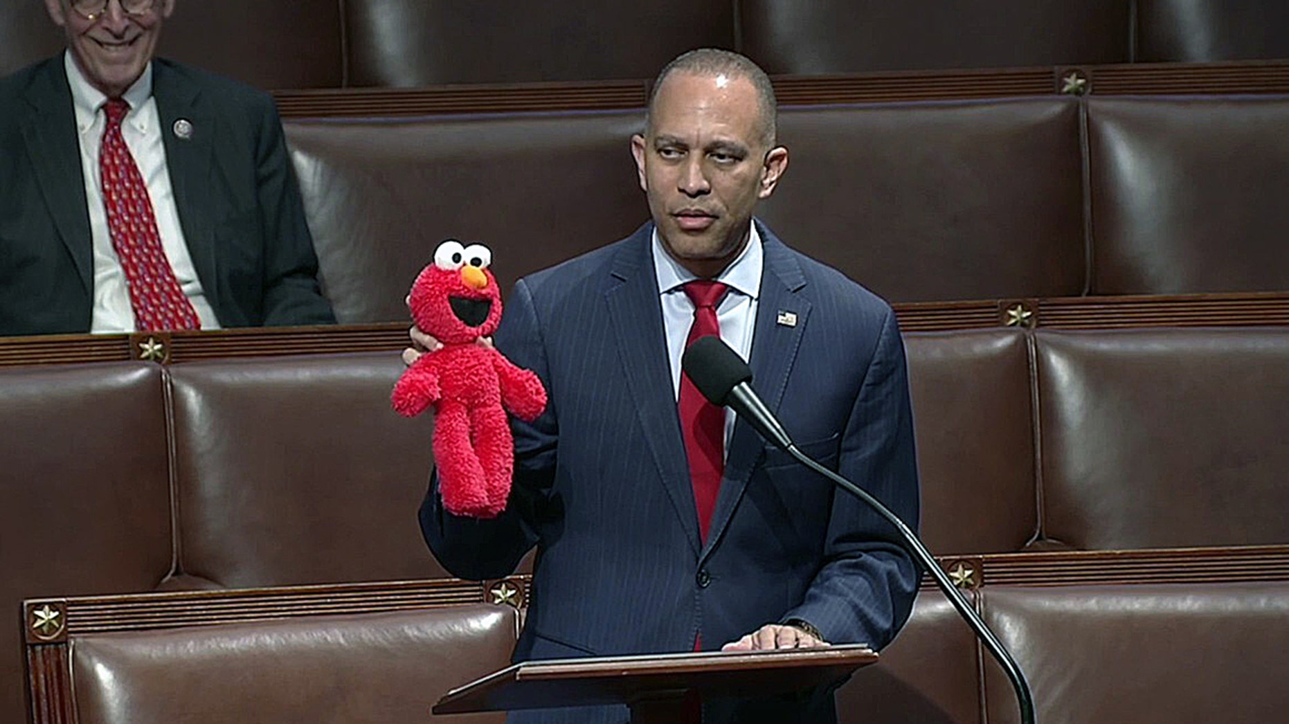 ‘Killed off Elmo’: Jeffries brings along stuffed friend for stunt on ...